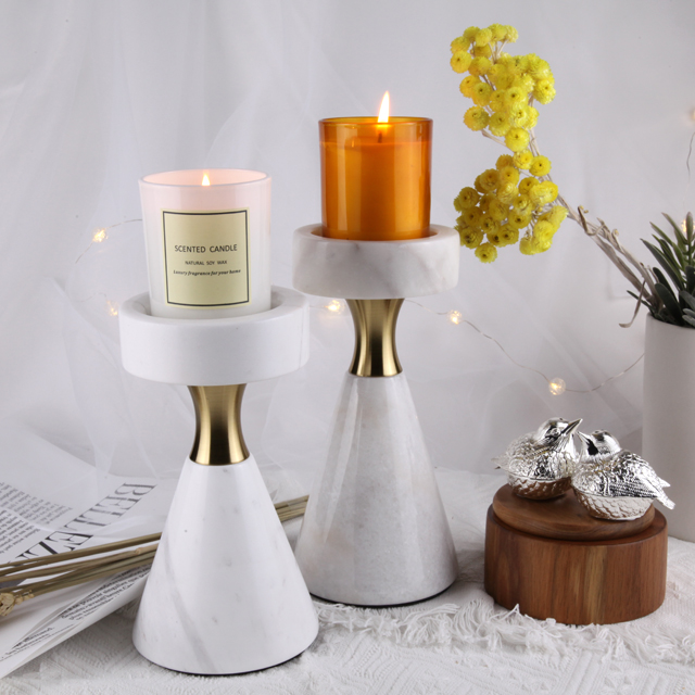 Natural White Marble Candle Holder, Stone Pillar Holder, Marble Candle ...