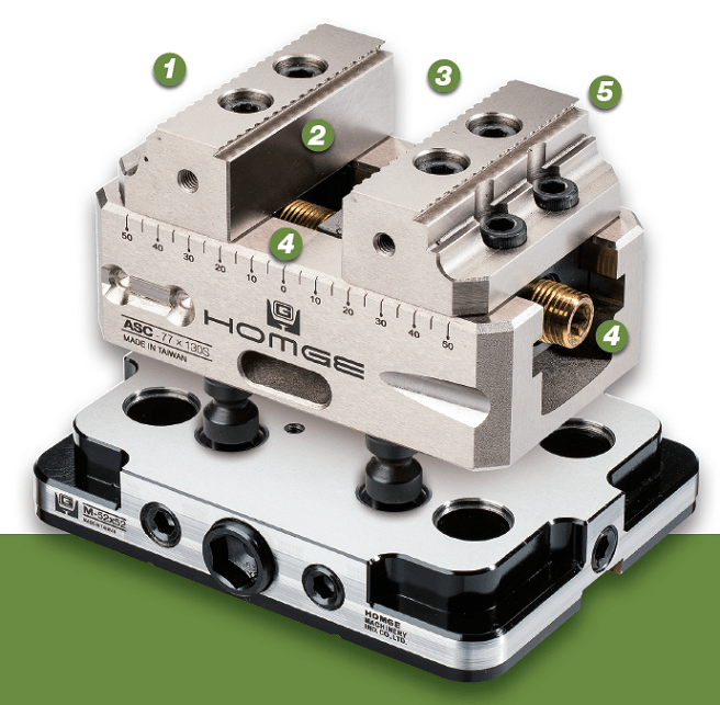 FIVE-AXIS ADJUSTABLE SELF-CENTERING VISE is good for CNC 5-Axis Machines,