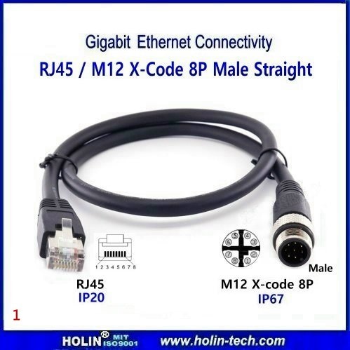 M12 X-Coded to RJ45 Patch Cord for Industrial Ethernet Connectivity ...