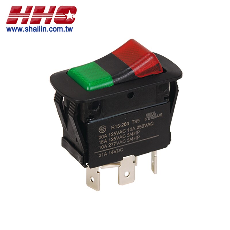 4P Waterproof Illuminated Rocker Switch, SPDT, On-off-on, W/Approval ...