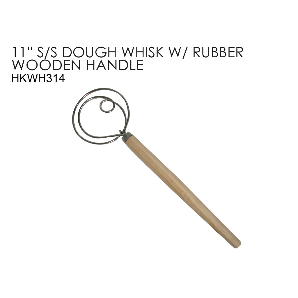 11" S/S DOUGH WHISK W/RUBBER WOODEN HANDLE | Taiwantrade