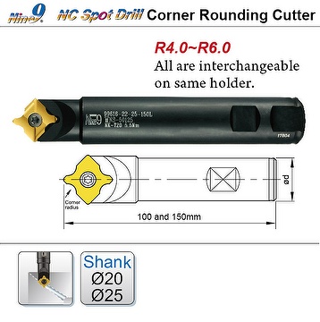 Nine9 NC Spot Drill-Corner Rounding Cutter indexable insert, RC type ...