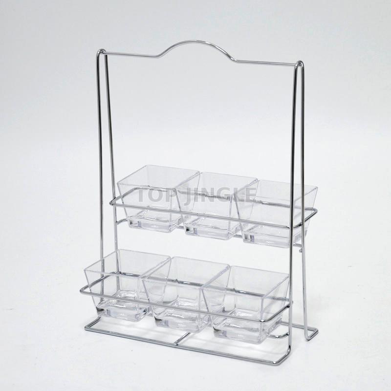 2-TIER SNACK TRAY RACK W/ 6PCS SQUARE SNACK BOWL | Taiwantrade