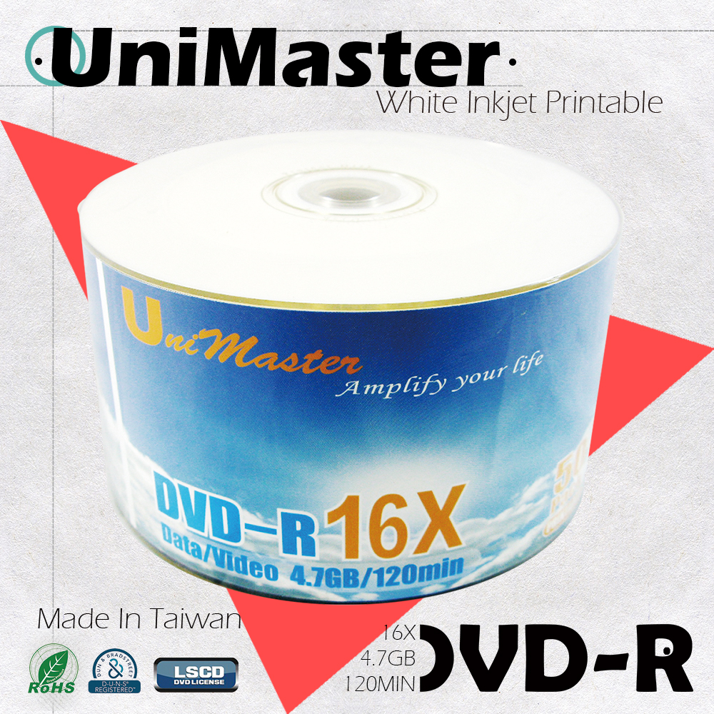 UniMaster DVD-R 16X Inkjet Printable Wholesale / Taiwan Factory | Taiwantrade.com