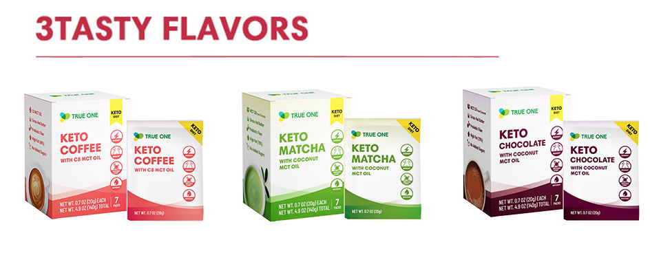 True One Ketogenic Diet Powder Series Keto Coffee / Matcha / Chocolate ...