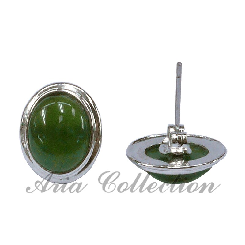 Jade oval shape post earring | Taiwantrade