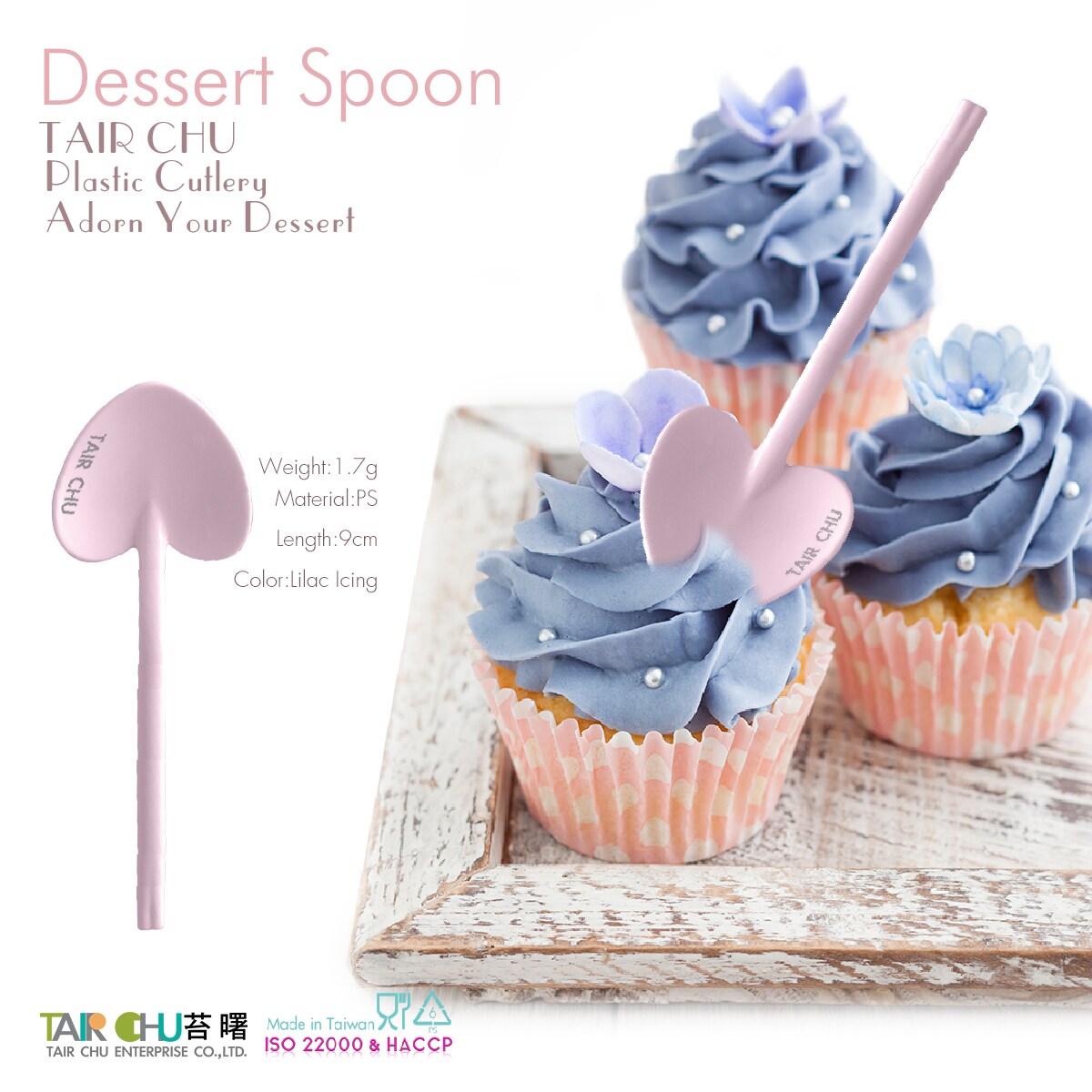 9cm PS Lilac Icing Purple Disposable Plastic Heart Shaped Spoon/ Ice ...