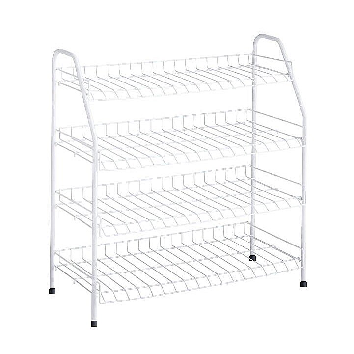 4-Tier Wire Shoe Rack, White, for Organization in Bedroom/Closet ...
