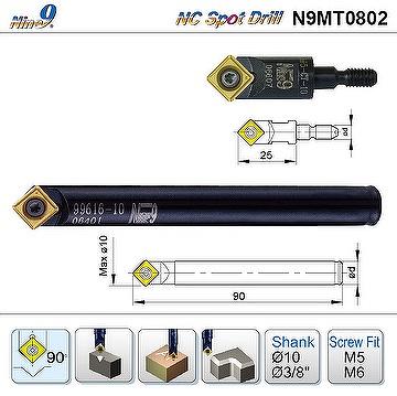 Nine9 NC Spot Drill-solid carbide drill with N9MT0802 indexable insert ...