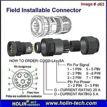 Waterproof Hybrid Connector, mixed with Power Contact & Signal Contact ...