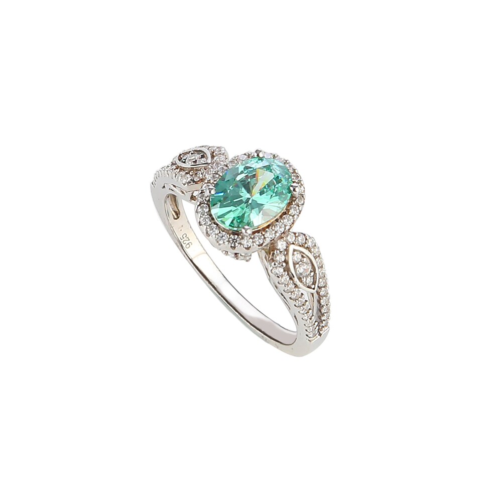 Oval shape Swarovski Fancy light green CZ Ring | Taiwantrade.com