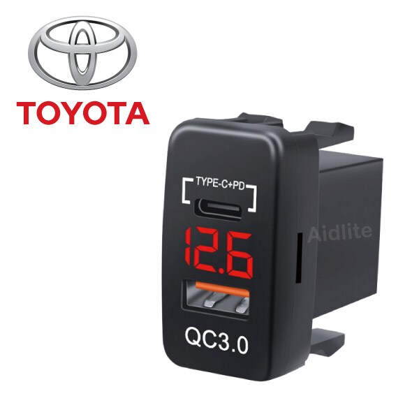 PD QC3.0 Dual Port USB Charger with Digital Voltmeter for Toyota Car ...