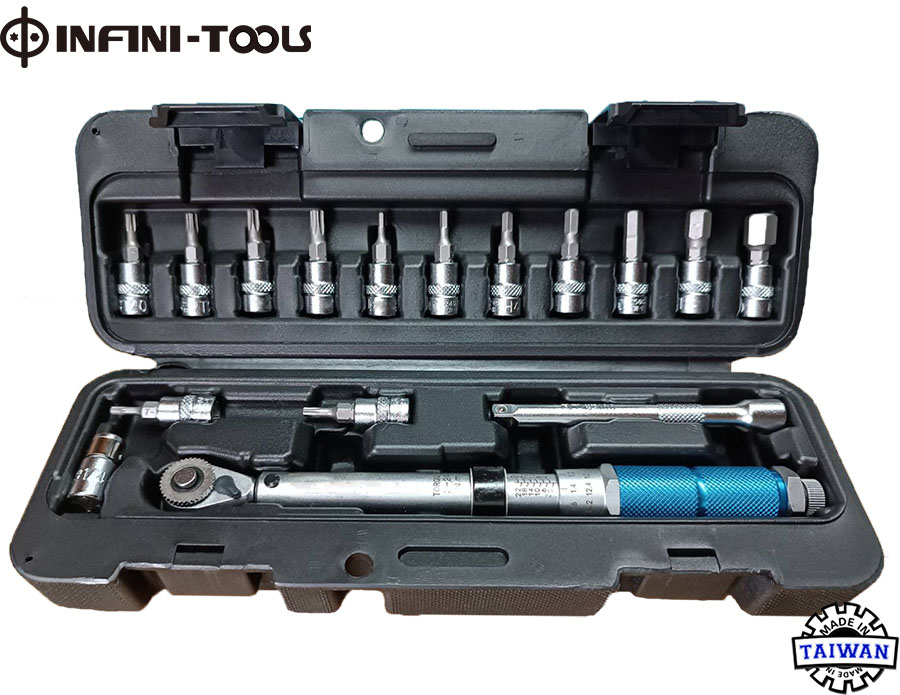 1/4" DR 3-24 NM Torque Wrench Set -16 PC Torque Wrench Bike Repair Tool ...