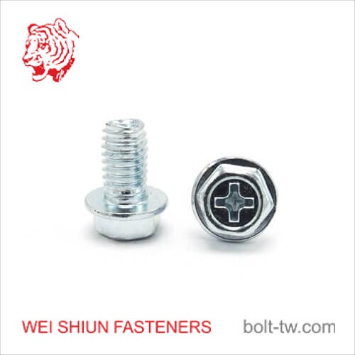 Machine screw phillips hex flange head zinc plated steel m5x20 ...