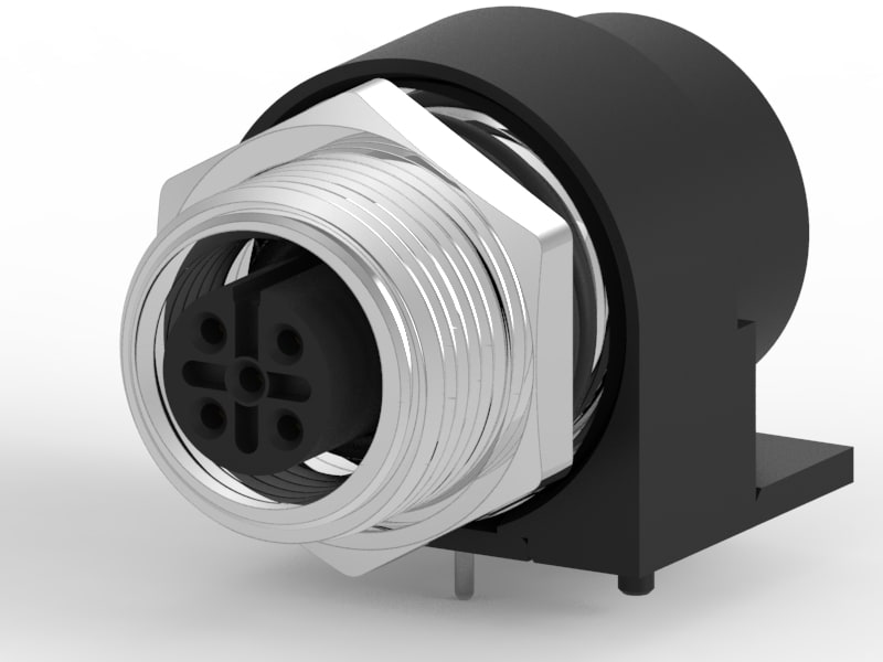 WP M12(F) 5PIN A-Coded Front Lock PCB 90° Type(Lock:M15*1.0) | Taiwantrade