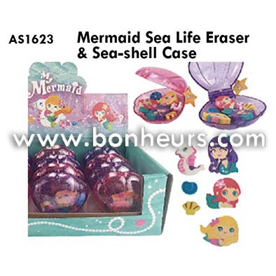 MERMAID SEA LIFE ERASER & SEA-SHELL CASE | Taiwantrade