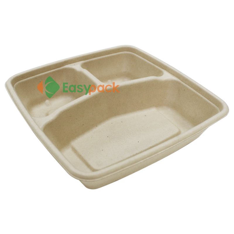 48 oz 3-comp Square Bagasse Food Container | Taiwantrade