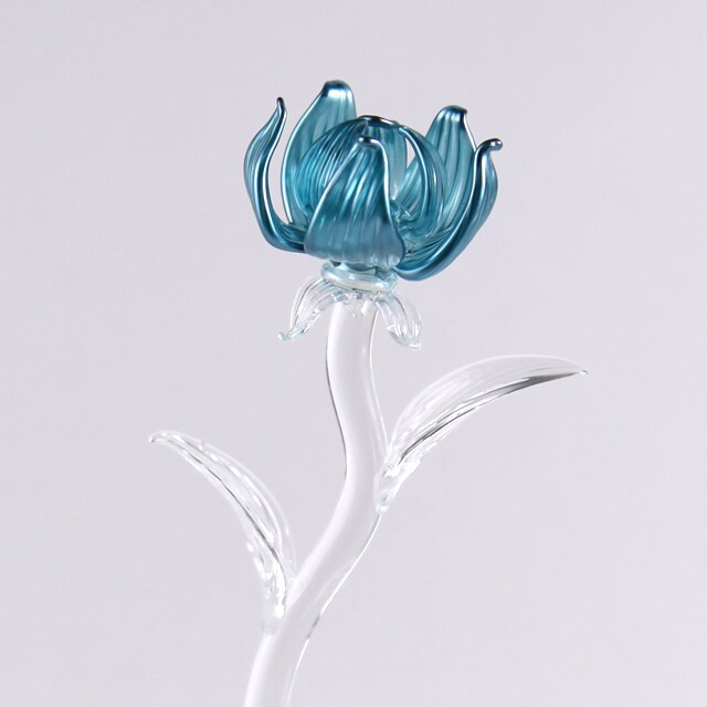 Spun Glass Flower Figurine, Art Glass , Turquoise Glass Bouquet Flower ...