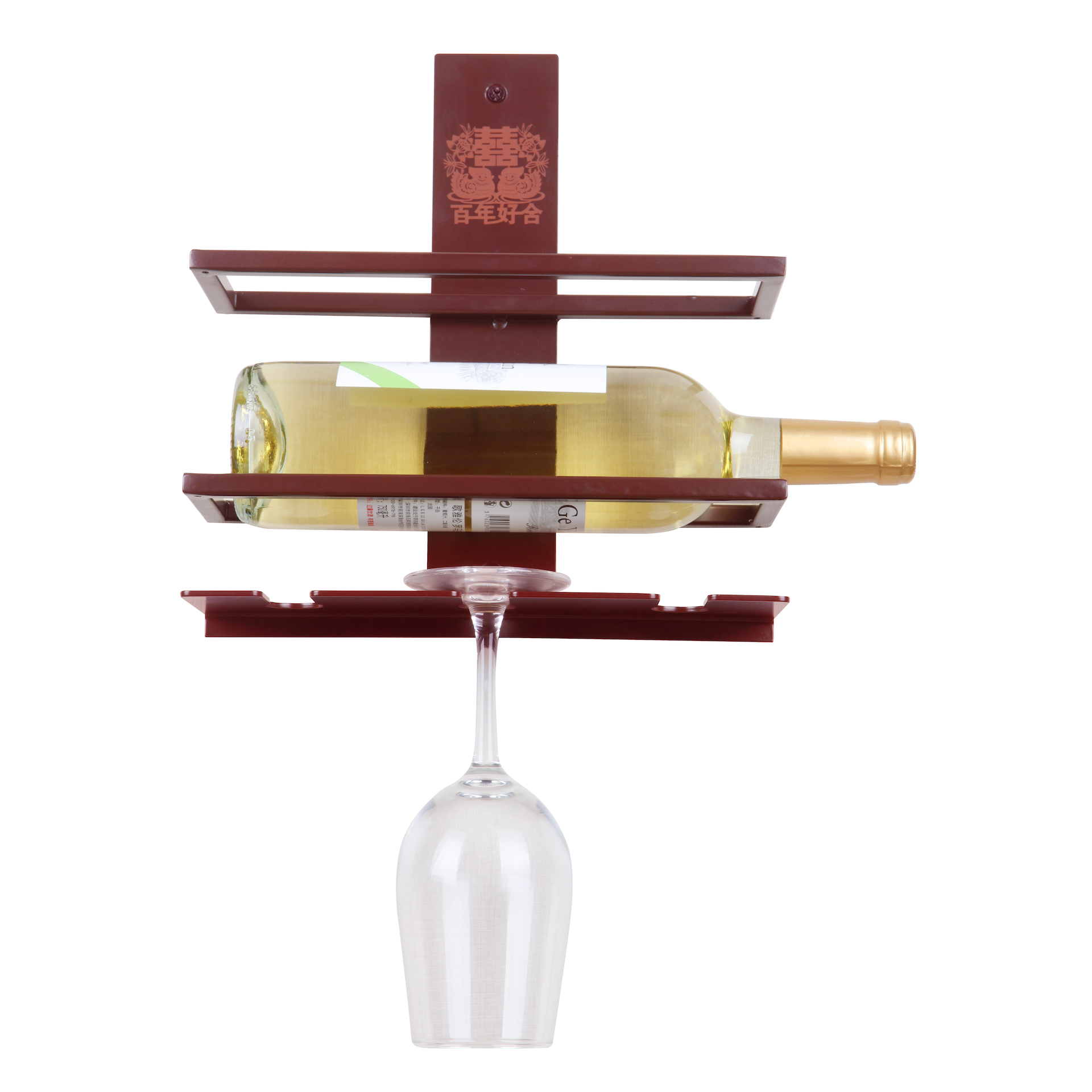 Wall-Mounted Two Layer Wine Rack with Wine Glass Holder | Taiwantrade.com