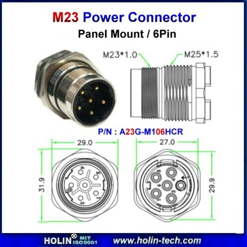 Waterproof M23 Power / Signal / Mixed Connector