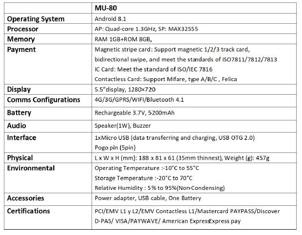 MU80, Android Smart POS Terminal, Satisfy All of Your Expectation ...