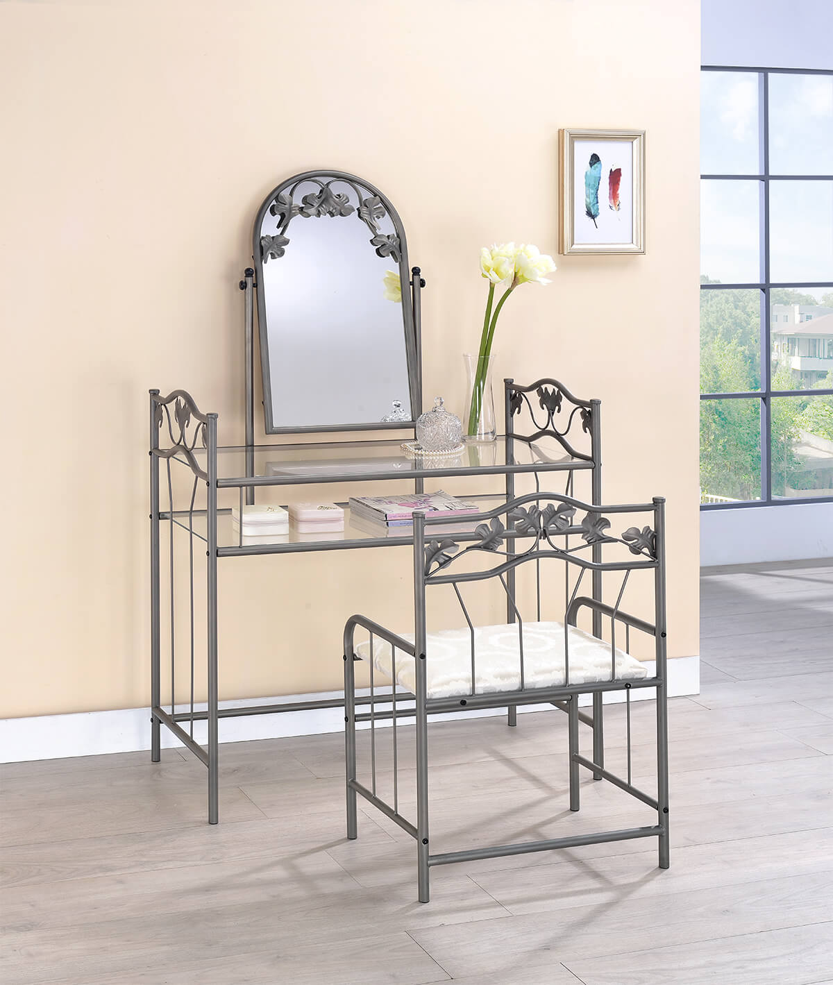 2 Piece Vanity Set W/Mirror In Nickel Bronze | Taiwantrade