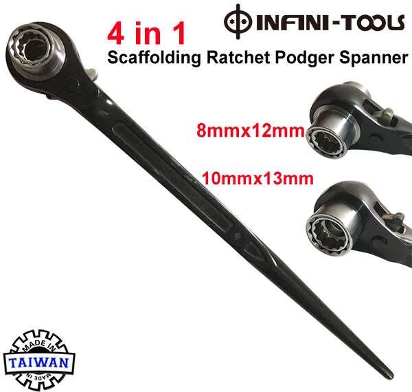 4 in 1 Scaffolding Ratchet Podger Spanner ,8,10,12,13 mm | Taiwantrade