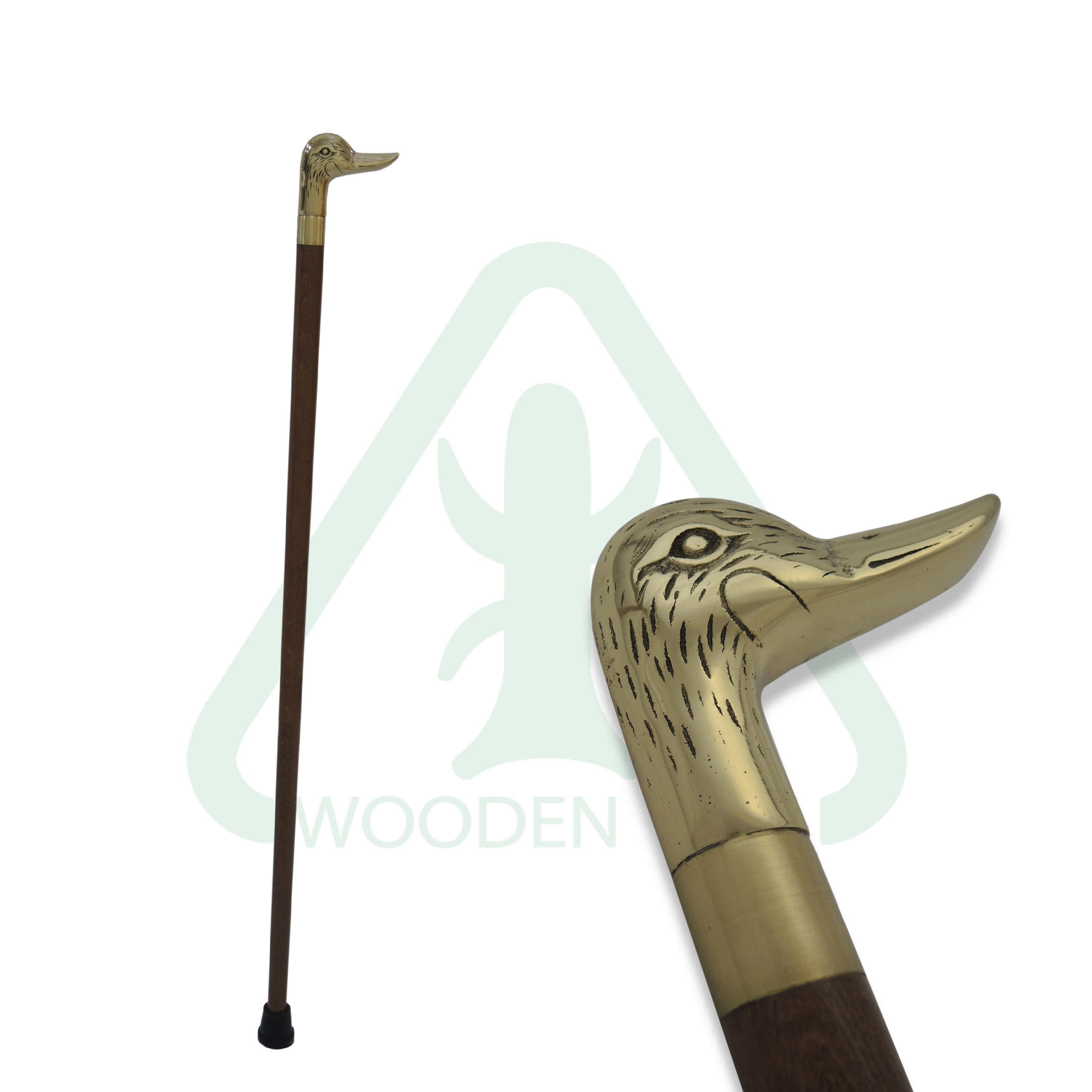 Classic Duck Solid Brass Handle Wooden Walking Cane | Taiwantrade.com