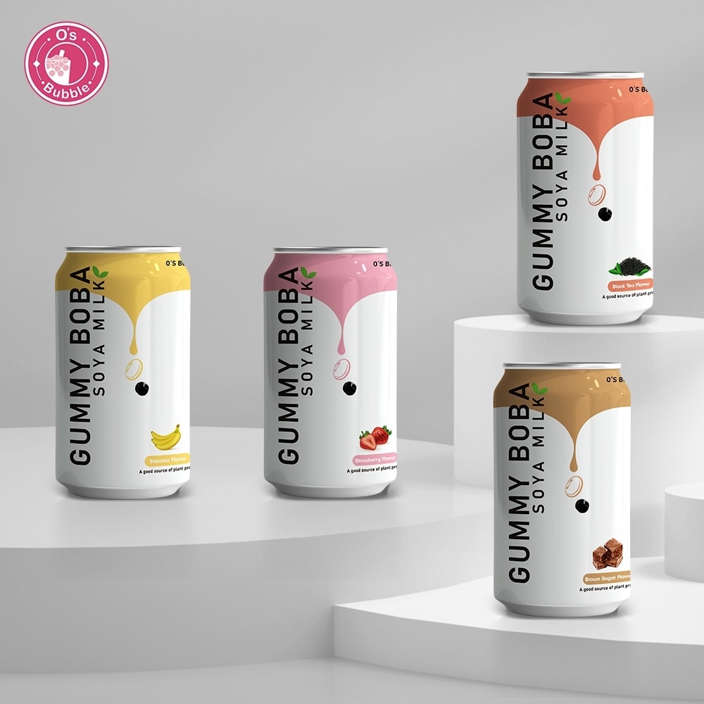 2022 New Plant-based bubble tea Gummy boba soya milk canned drink ...
