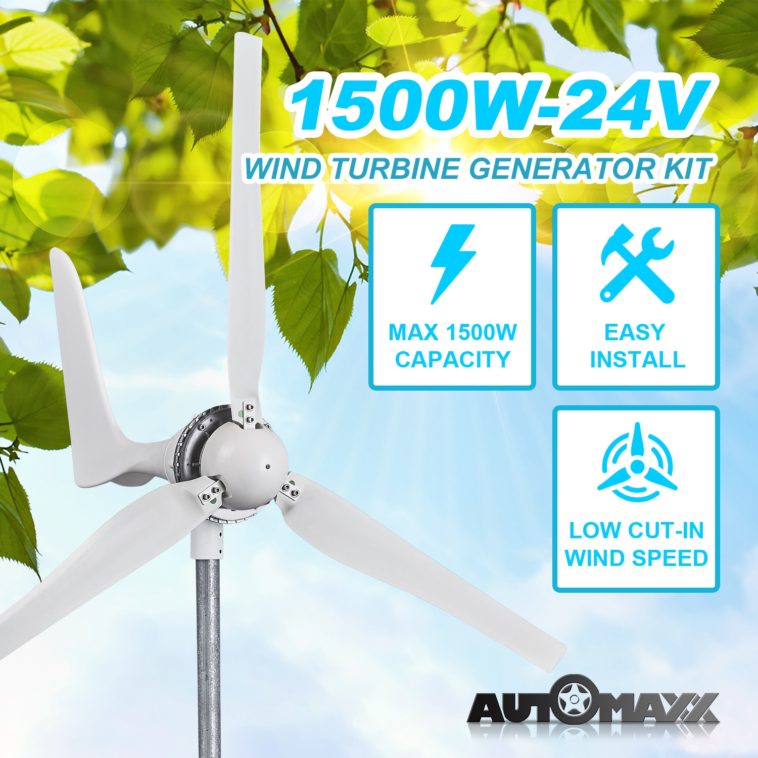 Automaxx WINDMILL Bluetooth Wind Turbine 24V 1500W | Taiwantrade
