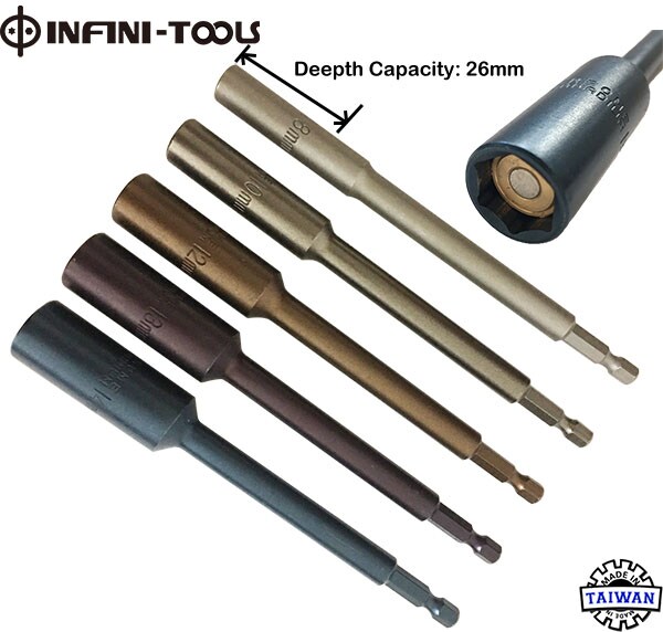 150 mm Magnetic Impact Extra Deep Nut Driver Bit Set, 5-Piece | Taiwantrade