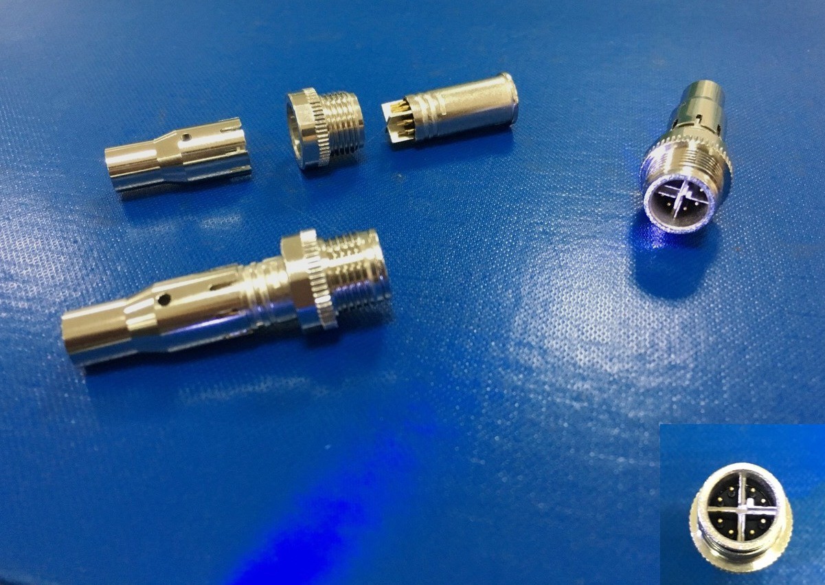 M12 X-code 8Pin Male Shielded Connector for soldering with Back shell ...