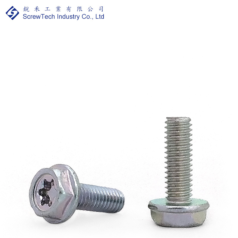 【ScrewTech】Indented Hex Washer Head, M4x12, Machine Thread, Hexalobular ...