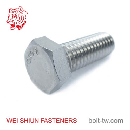 SS304 DIN933 bolt metric M6X30 hex head screw full thread Taiwan ISO ...