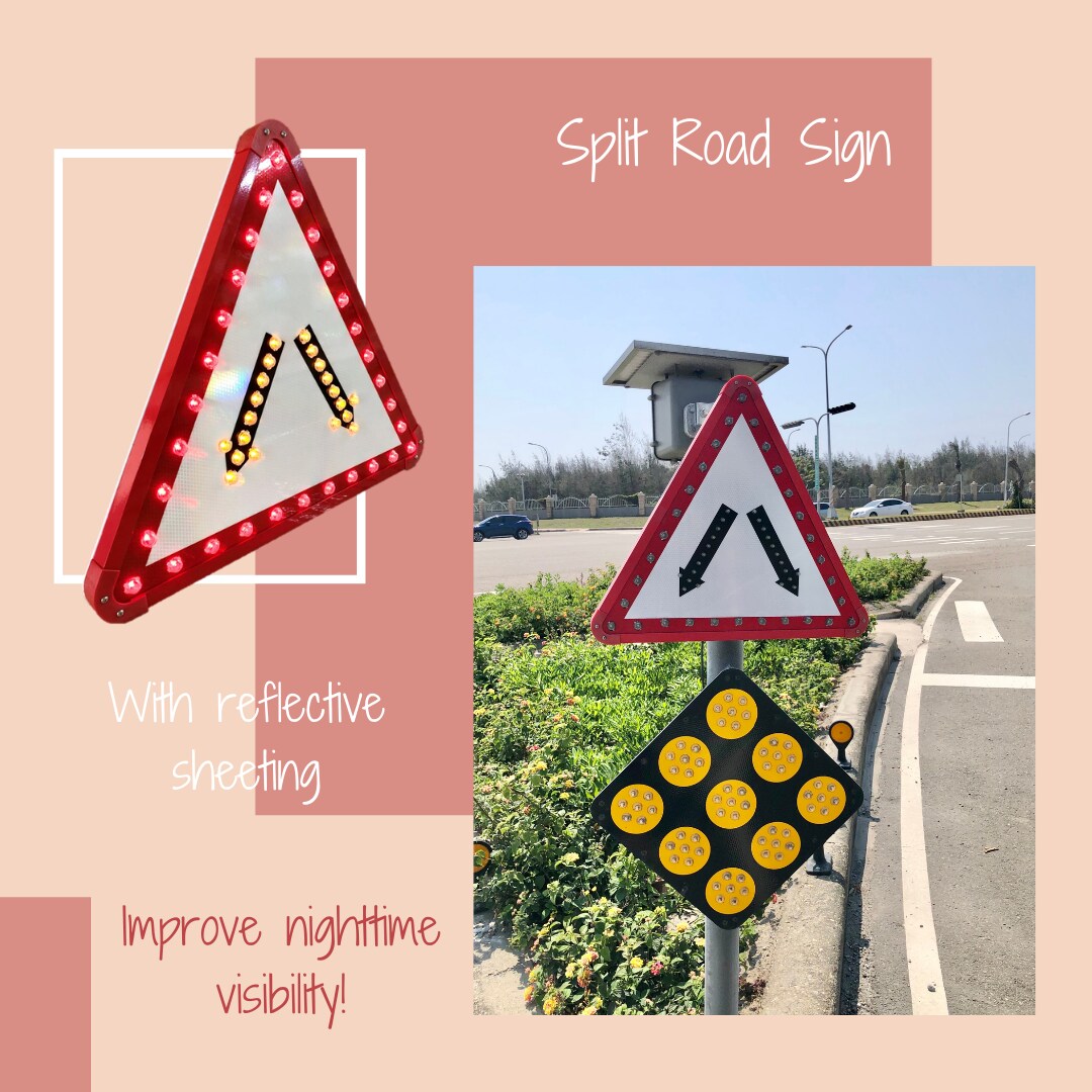 Solar LED Split Road Flashing Sign | Taiwantrade