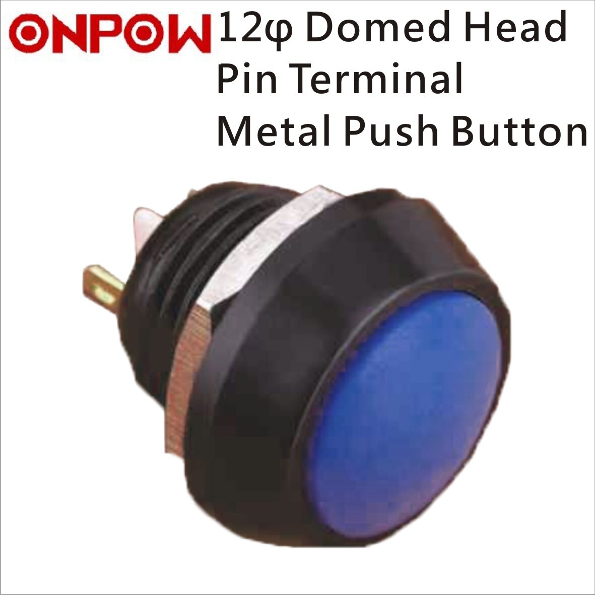 ONPOW 12mm Metal Push Button Switch Domed Head Pin Terminal ...