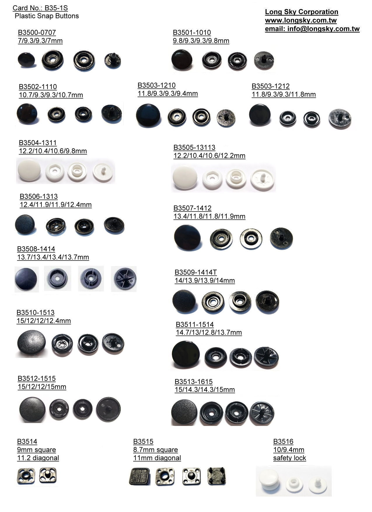 (#B35 series) 7mm ~ 15mm POM plastic snap press buttons | Taiwantrade