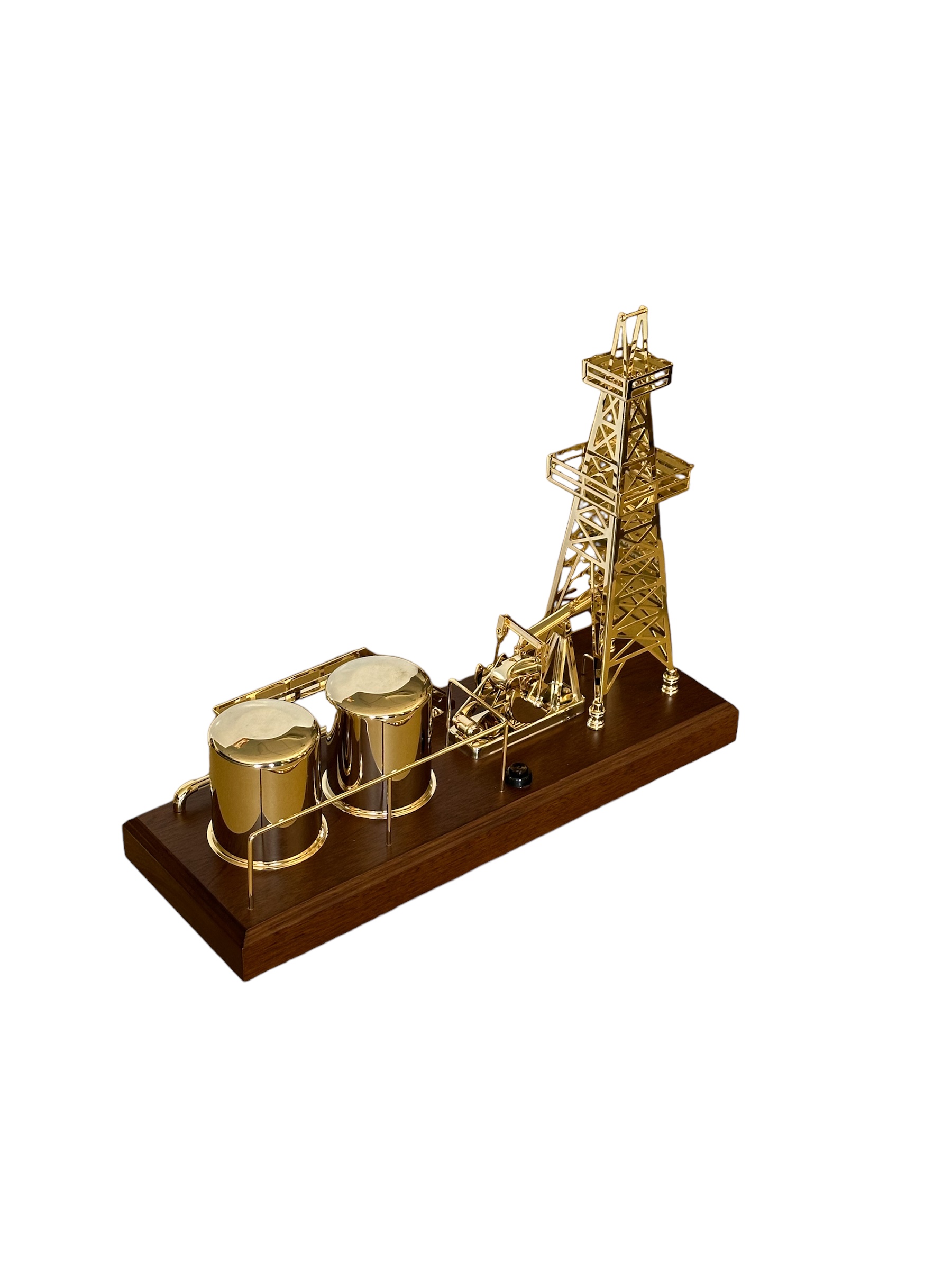 6294 Brass 18K Gold Oil Rig and Storage Tank Moving Music Model ...