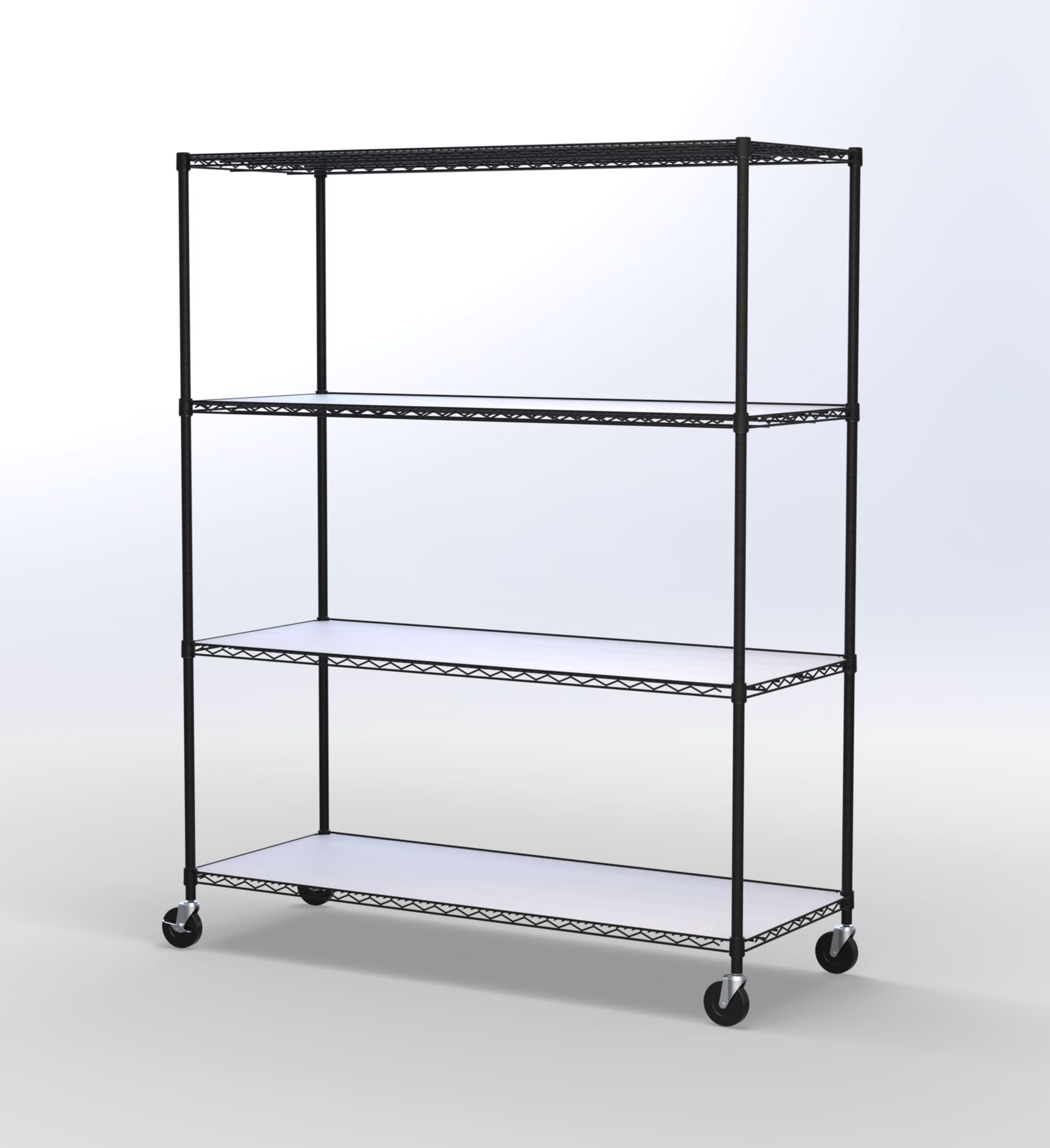 4T Wire Shelving Unit D61*W152*H193cm Black with Castors and PP Liners ...