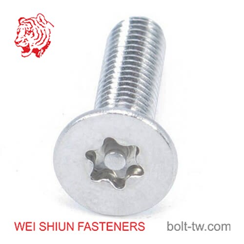Security Screw Stainless Steel Six Lobe T25 with Pin Flat Head ...