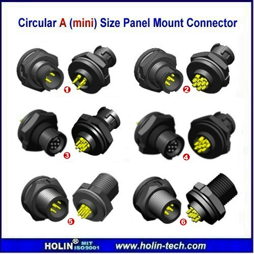 Waterproof A / Mini Size Circular Connector for Low Current Rating ...