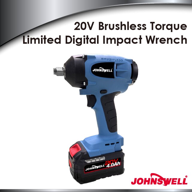 Johnswell® 20V Brushless Cordless 1/2" Torque Limited Digital Impact ...