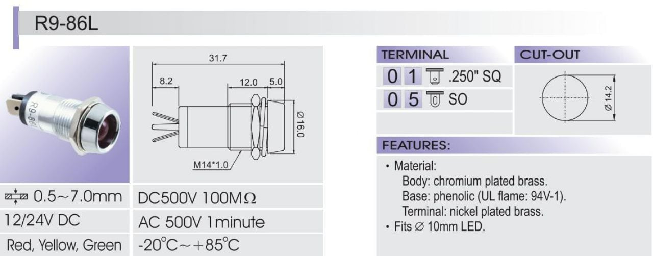 LED Indicator 12V/ 24V DC | SHIN CHIN INDUSTRIAL CO., LTD.