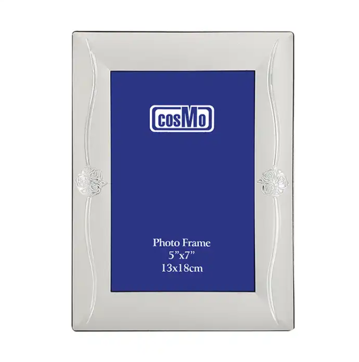 Photo Frame with Flower Design Silver Plated Aluminum Picture Frame ...