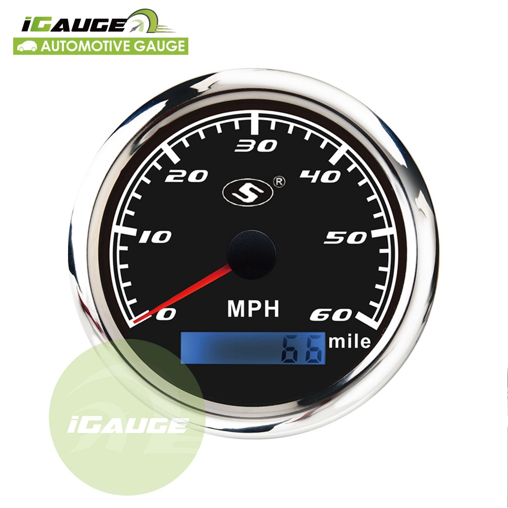 85MM ELECTRICAL SPEEDOMETER GAUGE BLACK FACE CHROME RIM SUPER WHITE LED ...