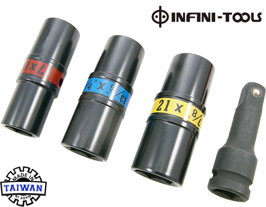 Taiwan 1/2-Inch Drive Double Ended Lug Nut Flip Impact Socket Set, Inch ...