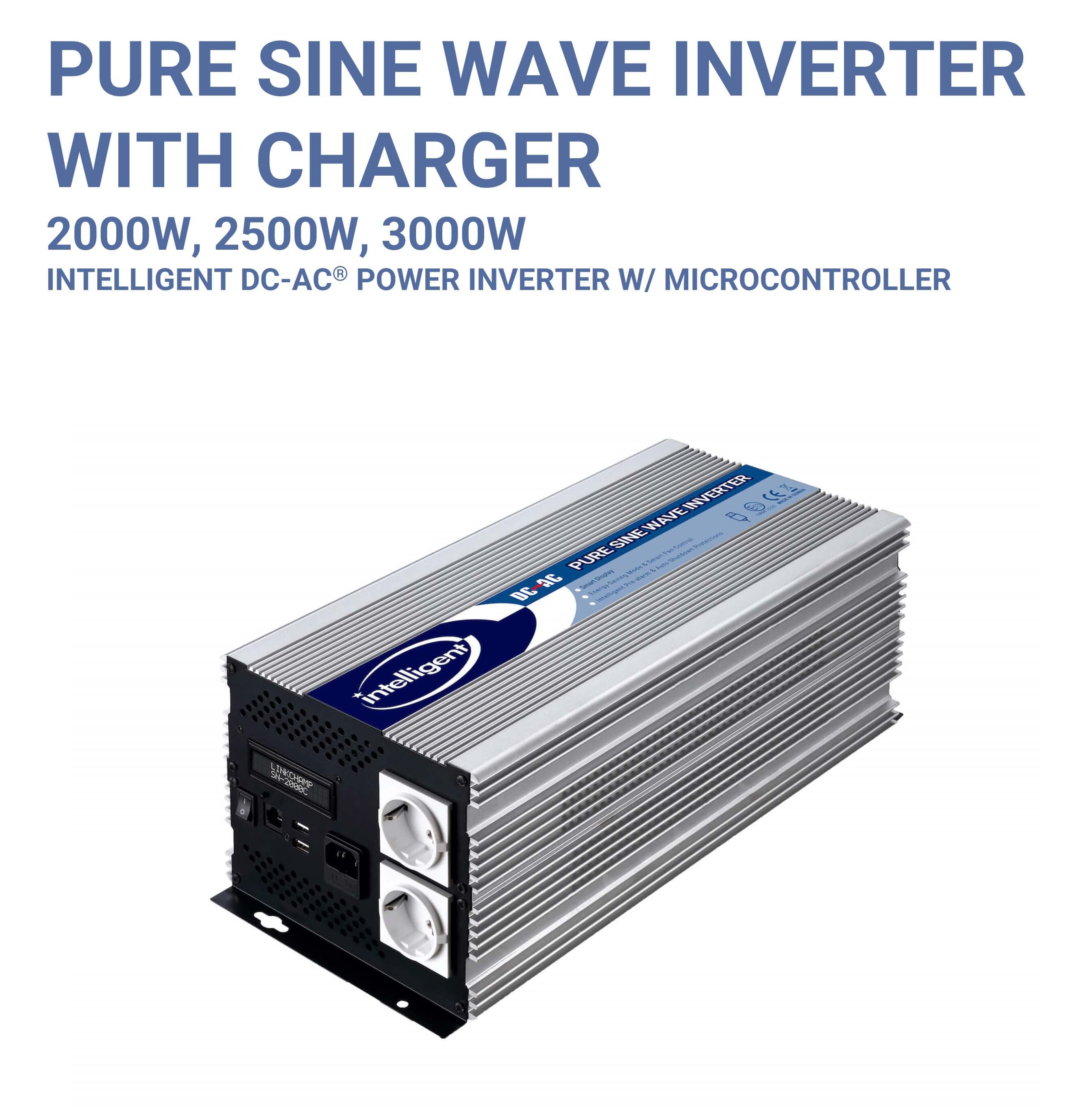 3000W Pure Sine Wave Power Inverter & Charger - Intelligent DC-AC ...