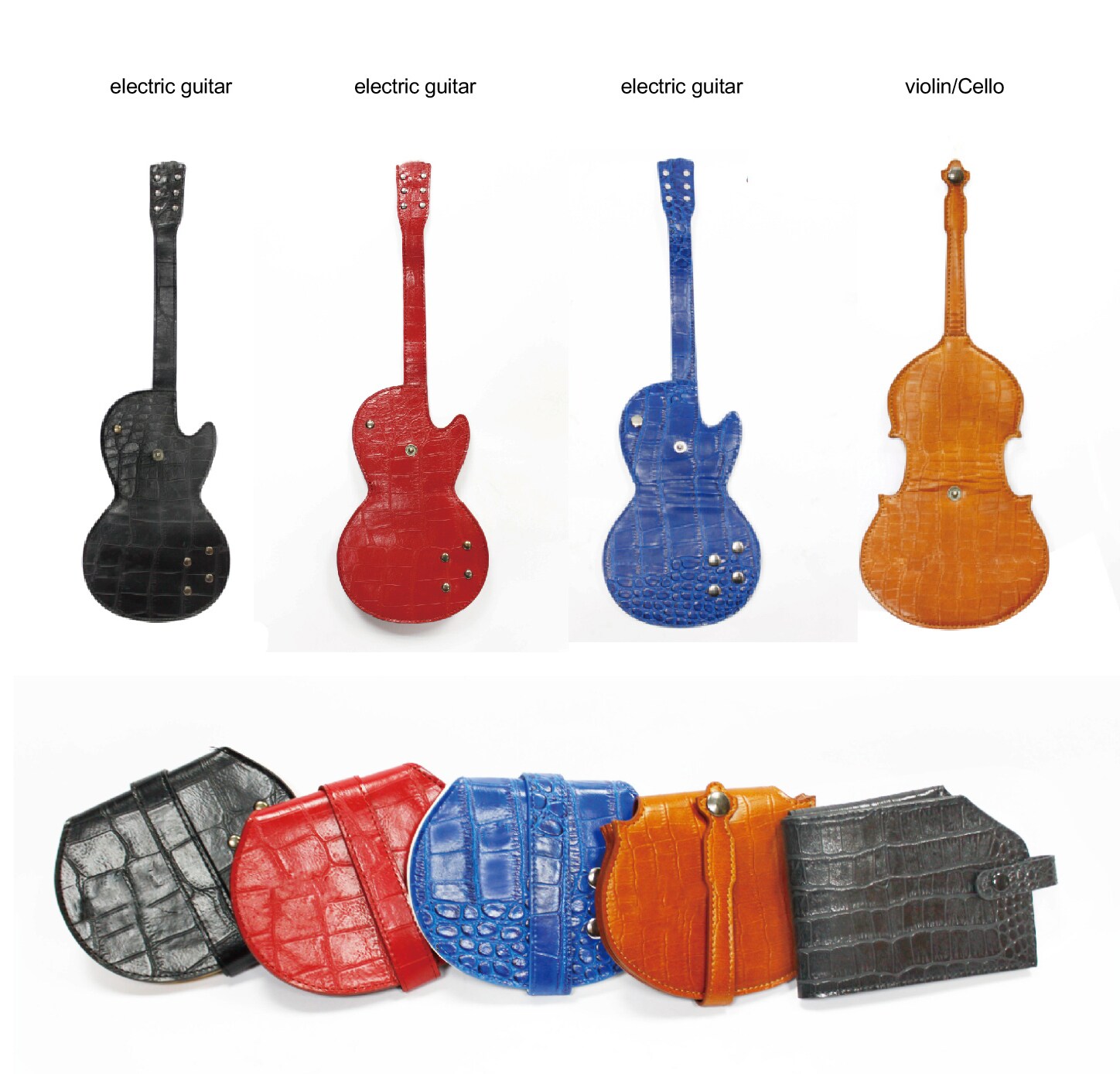 Music-themed genuine leather wallet with violin and guitar design ...