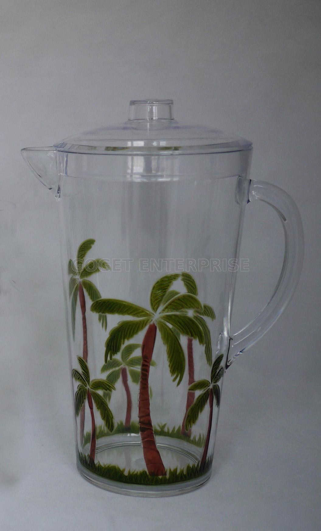 Acrylic Plastic Water Jug, Palm Tree Design | Taiwantrade