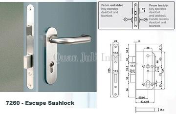Euro Mortise Door Lock Body - Escape Sashlock (Exit Function) | Taiwantrade